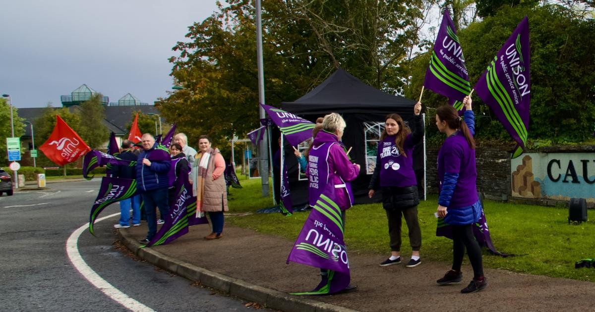 UNISON picket lines take a stand at the Causeway Hospital over pay ...